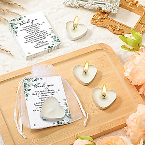 Threlaco 100 Sets Wedding Gifts for Guests Heart Shaped Candles Mini Candles Wedding Candle Gifts for Guests Thank You Cards and Organza Bags for Wedding Party Favors