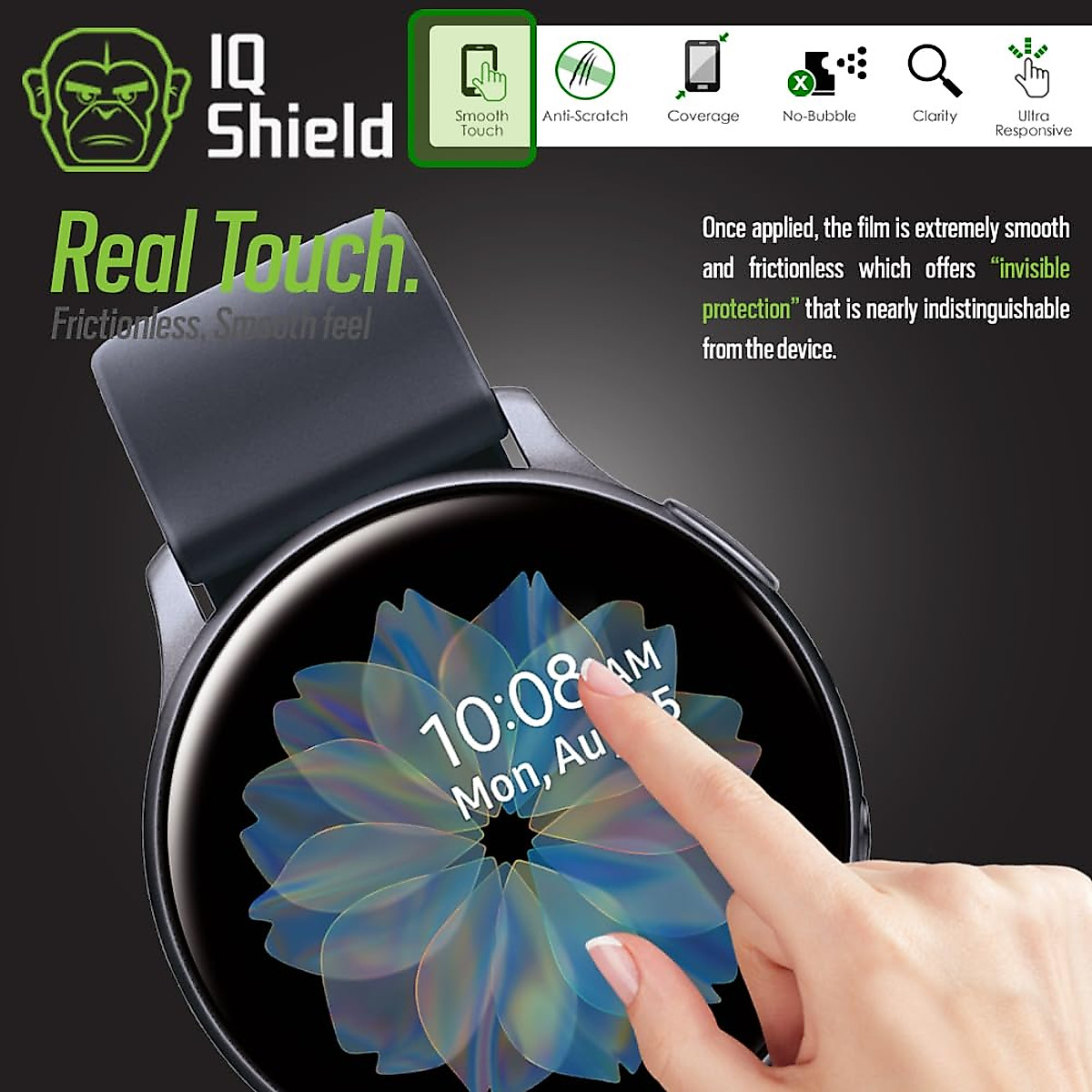 IQShield Screen Protector Compatible with Samsung Galaxy Watch Active2 (44mm, 2019)(6-Pack) LiquidSkin Anti-Bubble Clear TPU Film