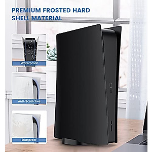 Black PS5 Faceplate Case Cover Customized PS5 Plate for Disc Playstation 5 Console Hard Shell Skin Replacement Cover Plates Matt Black Side Plate for Playstation 5