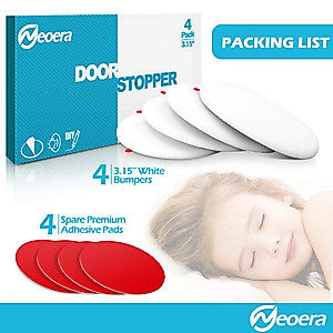 Neoera Door Stopper Wall Protector (4Pack) 3.15"Larger Rubber Door Handle Bumper, Wall Protectors with Premium Self Adhesive Sticker for Protecting Wall (White)
