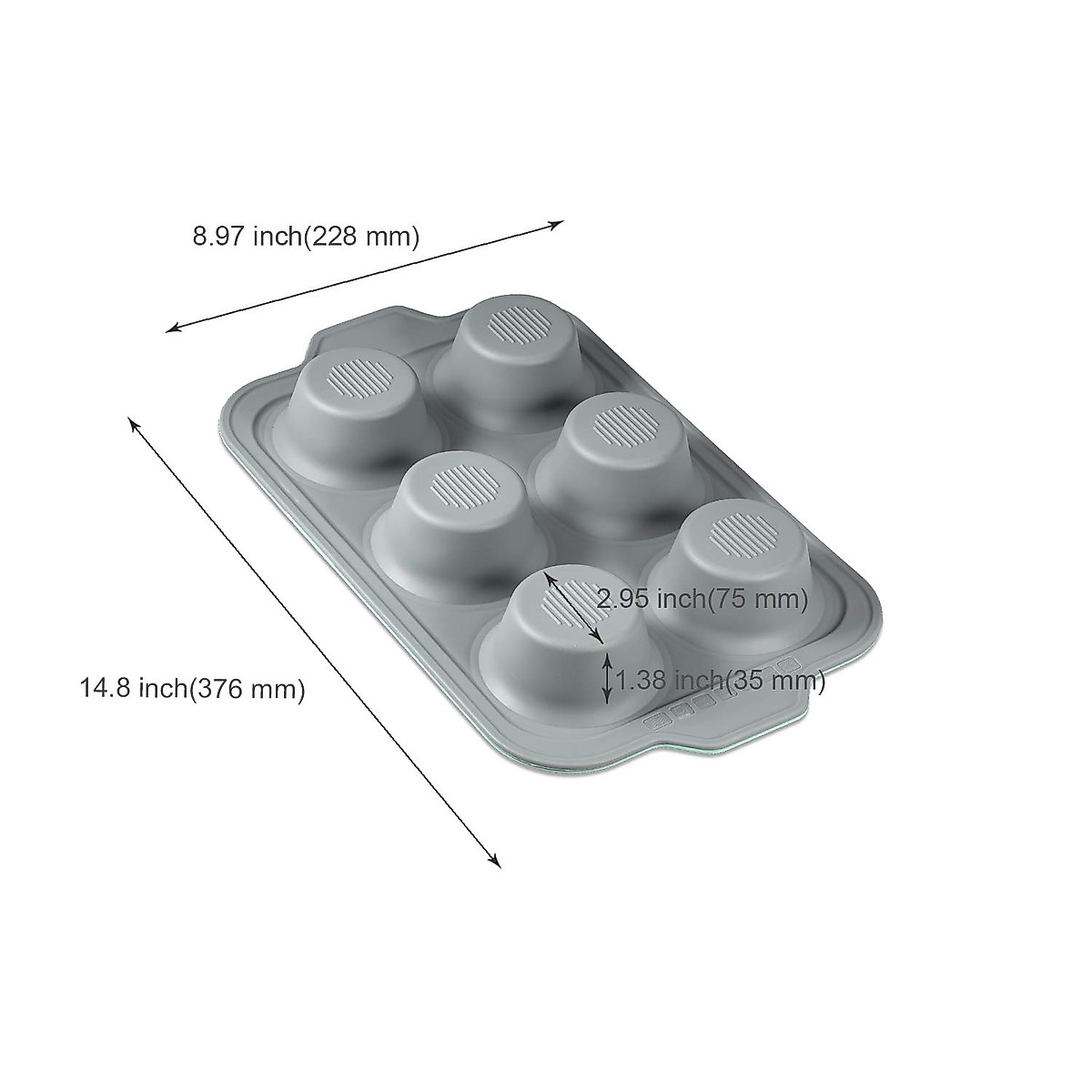 JXWING 6 Cups Non-stick Silicone Cupcake Baking Pan with Ergonomics Grips, Premium Stainless Steel Core Muffin Pan, Green