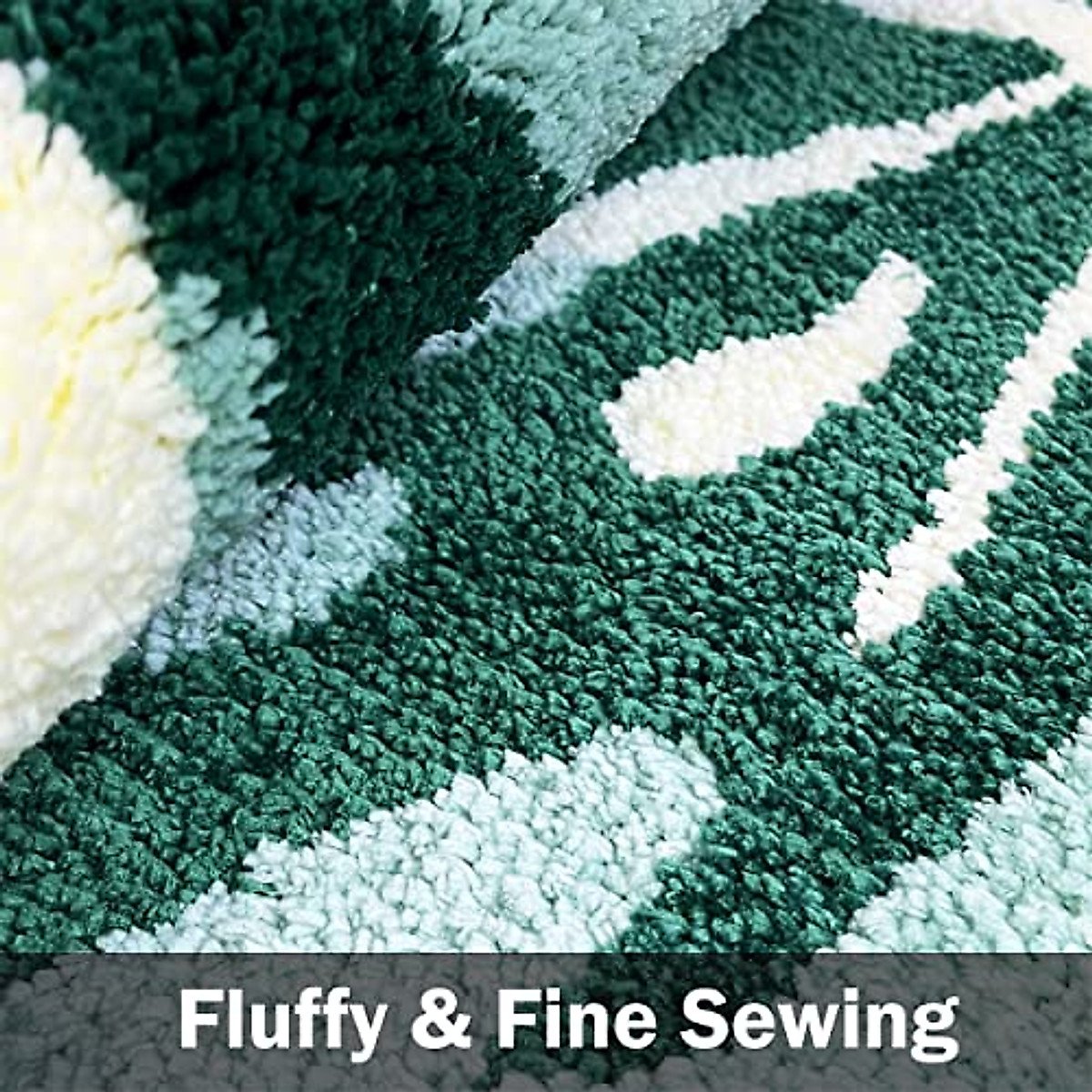 THRILRUG Monstera Leaf Area Tufted Rugs Non Slip Bath Mat Tufted Rug,Ultra Soft Washable Children Play Plant Leaves Shaped Kids Pets Floor Mat Carpet for Bedroom,Living Room Green 2.2'×3'