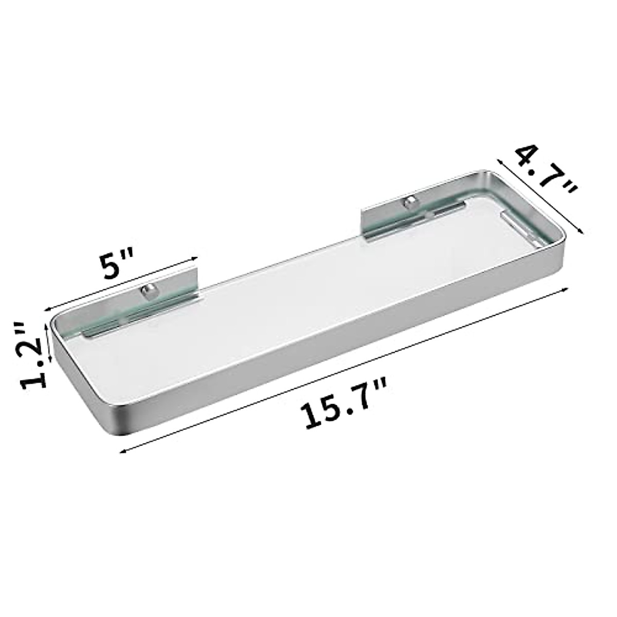 Danpoo Floating Shelf Bathroom Wall Shelf, 16“ Tempered Glass Shelf Wall Mounted(Matte Silver)