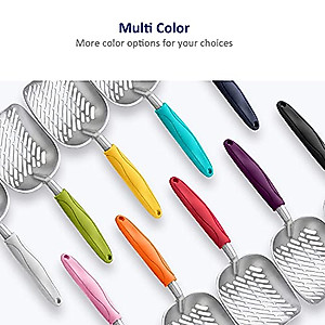 WePet Cat Litter Scoop, Aluminum Alloy Sifter, Kitty Metal Scooper, Deep Shovel, Long Handle, Poop Sifting, Kitten Pooper Lifter, for Litter Box, Irregularly Aluminum with Turkish Blue Handle