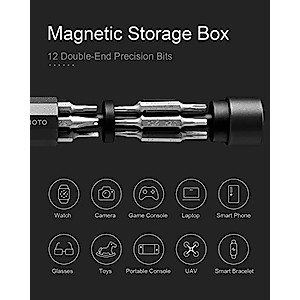 HOTO Precision Screwdriver Sets, 24-in-1 Manual Screwdriver, 24 pcs Tough S2 Steel Bits, Manual Pen Shape, Ideal for Electronics, Glasses and Bracelets, Slate Grey