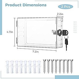 2 Pcs Universal Thermostat Lock Boxes, Small Thermostat Guards with Keys for Wall, Large Thermostat Covers with Locks, Fit All Standard Type Nest Thermostats, 7.2 x 4.7 x 2.2 Inch