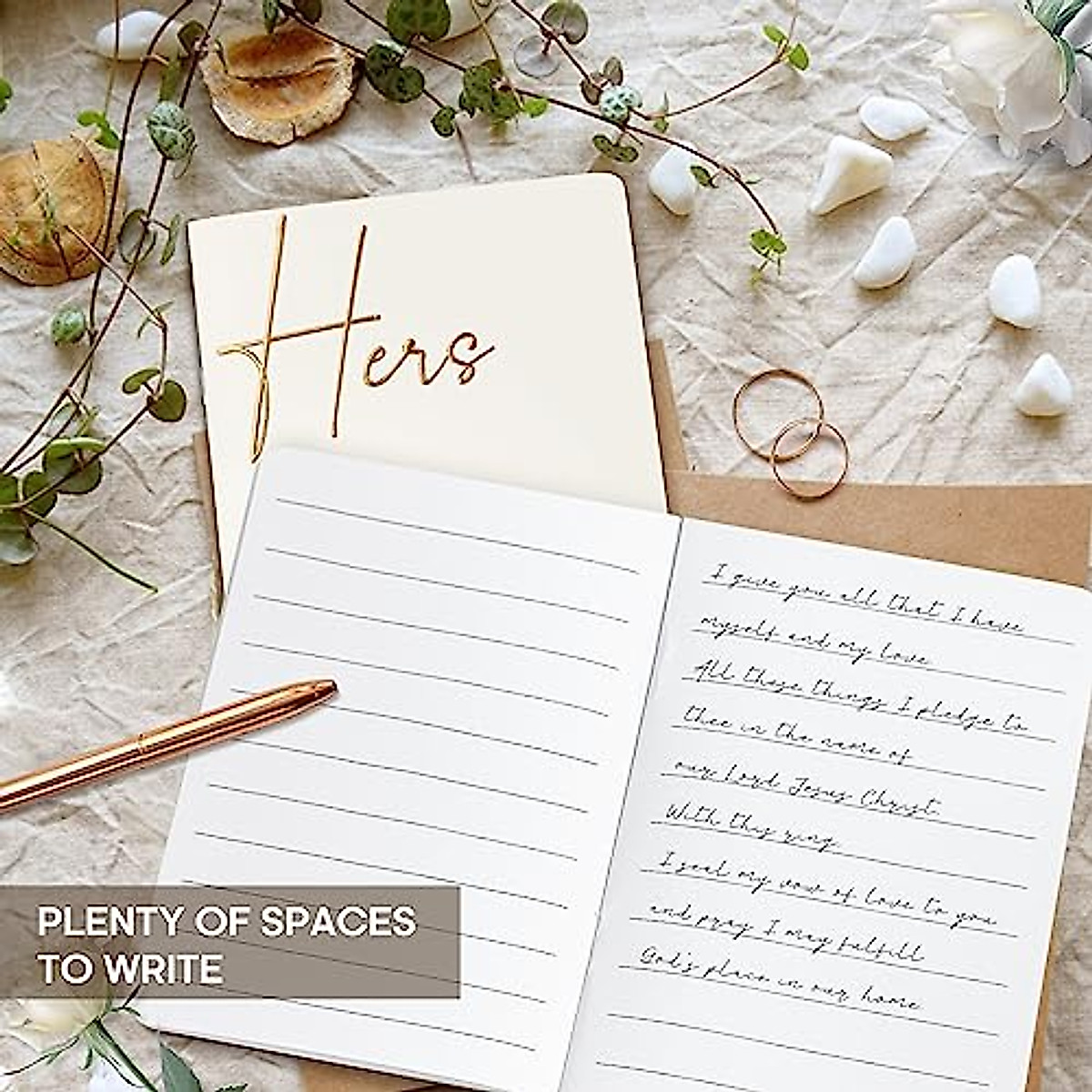 Taja Vow Books His and Hers, Wedding Vow Books with Gold Foil Lettering, Perfect Wedding Ceremony Essential for Wedding Stuff - Timeless Elegance