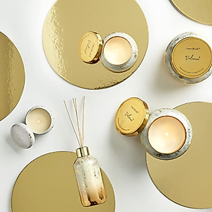 Capri Blue Glimmer Mini Tin - Volcano Scented Candle with Mini Tin Candle Holder - Luxury Aromatherapy Candle - 3 Oz - White and Gold