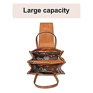 SHOMICO Womens Tote Bags Shoulder Bag Handbags For Women Leather Crossbody Bags for Ladies (Tan…