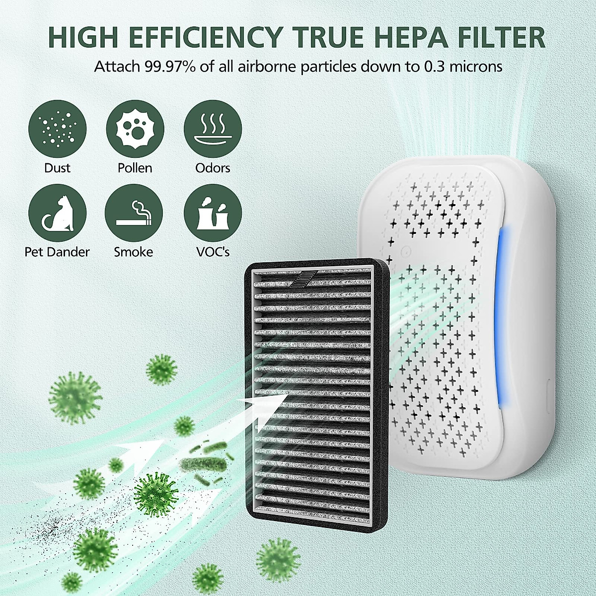 8 Pack DSTx HEPA + Carbon Filters Replacement Compatible with Clarifion DSTx Mini Personal Portable Air Purifiers for Home, Bedroom and Pets, Works for Dust, Smoke,Odors and Airborne Particles