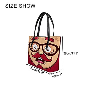 Fashionable women's handbag tote bag, Funny Cartoon Faceprinted shoulder bag is light and durable