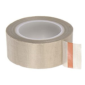 HARFINGTON Fabric PTFE Tape Roll, 1" x 33 ft High Temperature PTFE Adhesive Tape 0.13mm Thickness for Vacuum Sealer Machine Hand Impulse Sealers, Light Brown