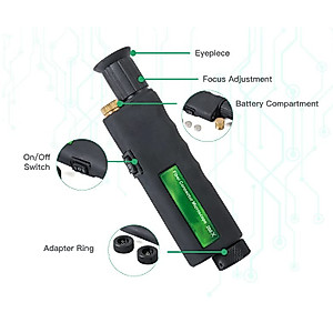 Handheld Optical Fiber Microscope, Inspection 200X 400X Magnification 2.5mm Adaptor, Optical Fiber Microscope with White LED