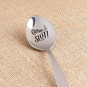 THE BASH AFFAIR Birthday Gifts For Women - Funny Coffee Lover Gift For Grandpa | Funny Birthday Christmas Gift Ideas For Friends Sister Aunt | Coffee Slut Spoon Gift - 7 Inch