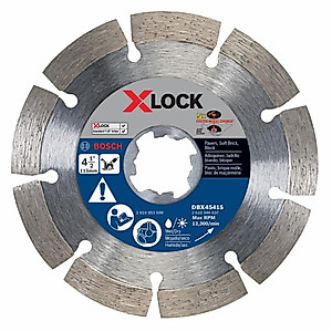 BOSCH DBX4541S 4-1/2 In. X-LOCK Segmented Rim Diamond Blade Compatible with 7/8 In. Arbor for Application in Pavers, Soft Brick, Block