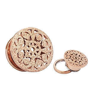 Frosted Filigree Flower Ear Plugs Tunnels Expander Gauges Stretcher Earrings Hollow-Out Screw Stainless Steel Piercing Body Jewelry (Rose Gold 1/2"(12mm))