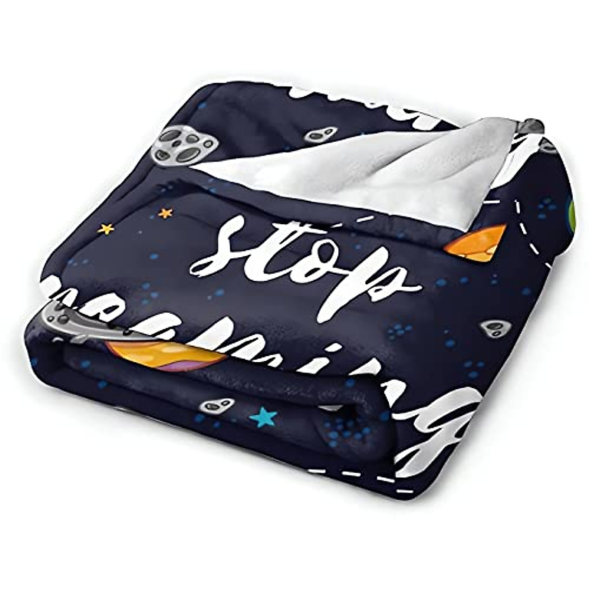 Zhung Ree Flannel Fleece Throw Blanket Quote Outer Space Pillowcase Cover Microfiber Durable Couch Blankets Home Decor Perfect for Bed and Sofa Super Soft Warm Blankets for All Season（50"x 40"）