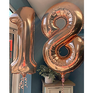 40 Inch Rose Gold 18 Number Balloons Giant 18 Balloons Rose Gold Birthday 18 Balloons 18th Birthday Anniversary Party Decorations Supplies