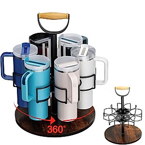 Ansbell Water Bottle Organizer Holder Compatible for Stanley Cup and Straw with Handle,Rotatable Cup Holder Rack,Kitchen Organizers and Storage for Stanley Cup Accessories
