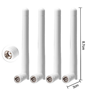 Bingfu External WiFi Antenna RP-SMA 2.4GHz 5GHz 5.8GHz 3dBi Dual Band Wireless Antennas Replacement (4-Pack) for WiFi Router Security IP Camera Access Point USB WiFi Adapter Antennae