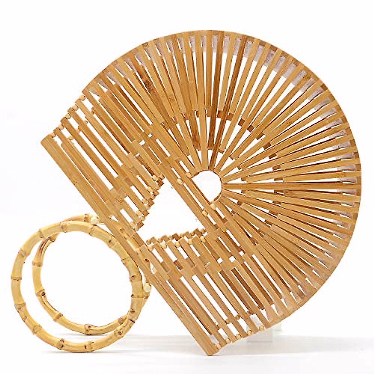 Miuco Womens Bamboo Handbags Handmade Purses Tote Bag Small