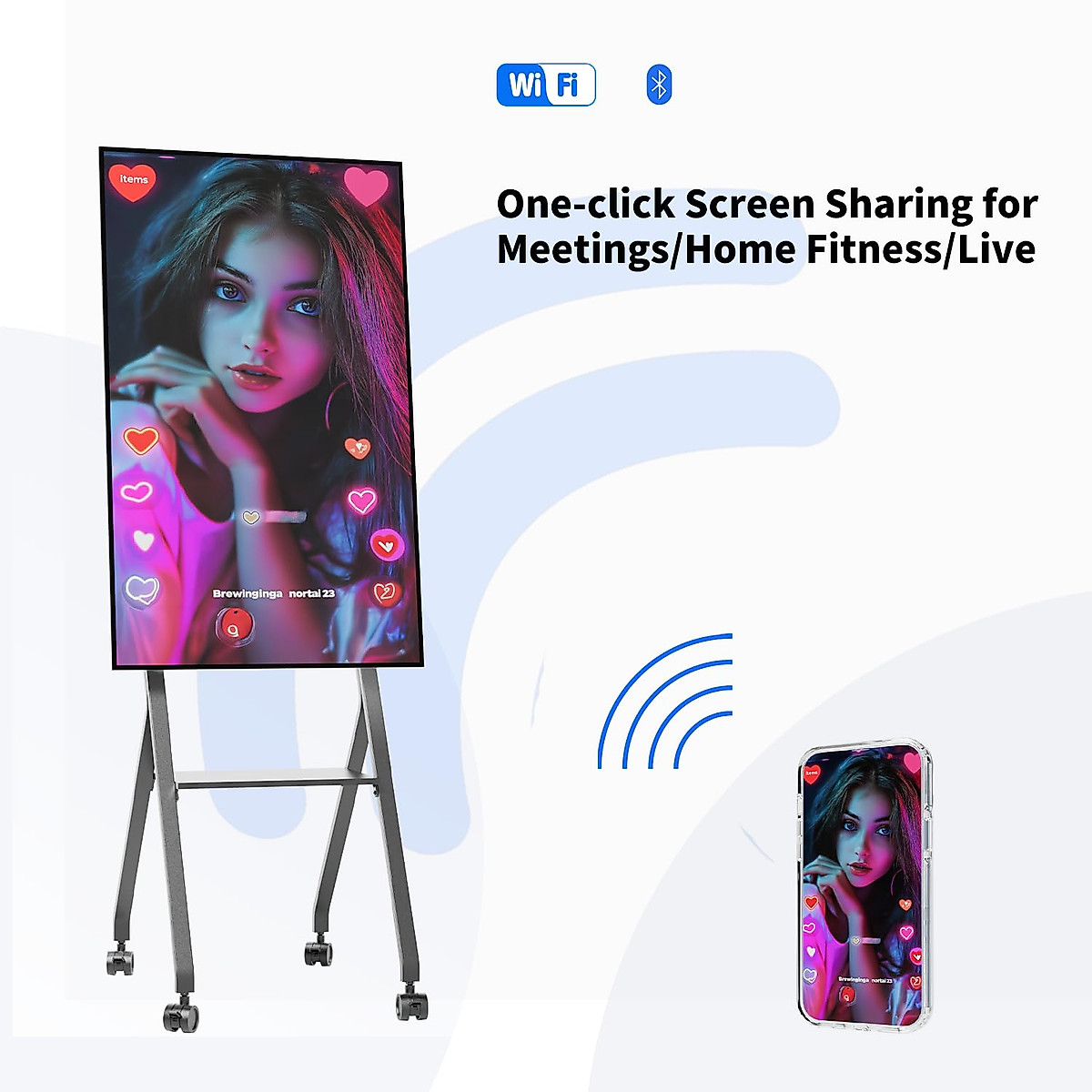 Smartboard, Tiburn HUB 55" S2 4K UHD Rotating Adaptive Nano Capacitive Smart Writing Board with Screen Mirroring from Android and iOS for Conference Live Streaming Home Advertising Display