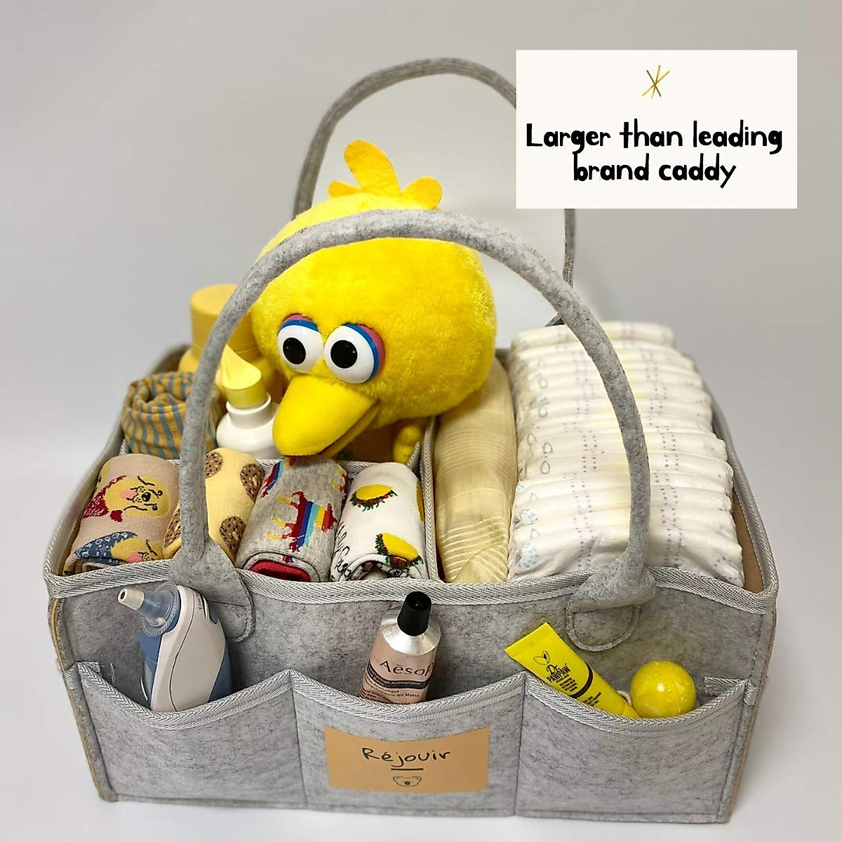 Baby Diaper Caddy Organizer: Large Organizer Tote Bag for Girl - Portable Car Travel Organizer, Nursery Essentials Storage Bins for Changing Table (Mustard Yellow)