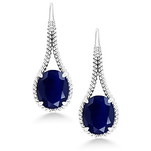 Gem Stone King Oval Gemstone Dangle Earrings For Women In 925 Sterling Silver | 12X10MM Oval Gemstone Birthstone French Wire Drop Dangle Earrings | 1.18 Inch