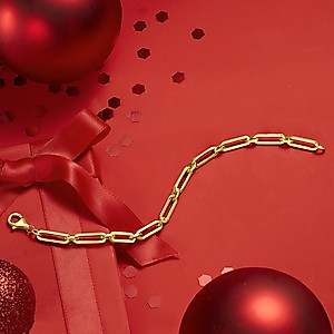 Ross-Simons Italian 14kt Yellow Gold Paper Clip Link Bracelet. 7 inches