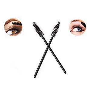 SINEN 50 PCS Disposable Eyelash Brush Mascara Brushes Makeup Brushes Kits for Eye Lashes Extension Eyebrow and Makeup (balck)