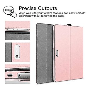 Fintie Case for Microsoft Surface Go 3 (2021) / Surface Go 2 (2020) / Surface Go (2018) - Multiple Angle Viewing Portfolio Business Cover, Compatible with Type Cover Keyboard (Rose Gold)