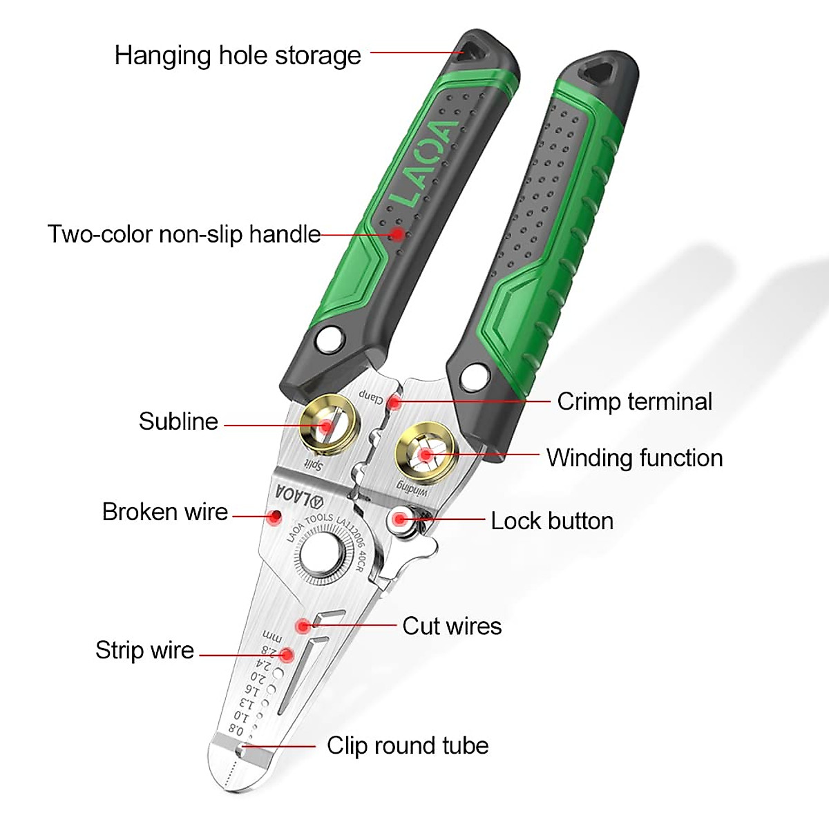 LAOA Wire Stripper Wire Stripper Tool,7-in-1 Multi Function Wire Plier Tool,Wire crimping tool,Stainless Steel Wire Crimper,Cable Stripper Multi-Function Electrician Pliers