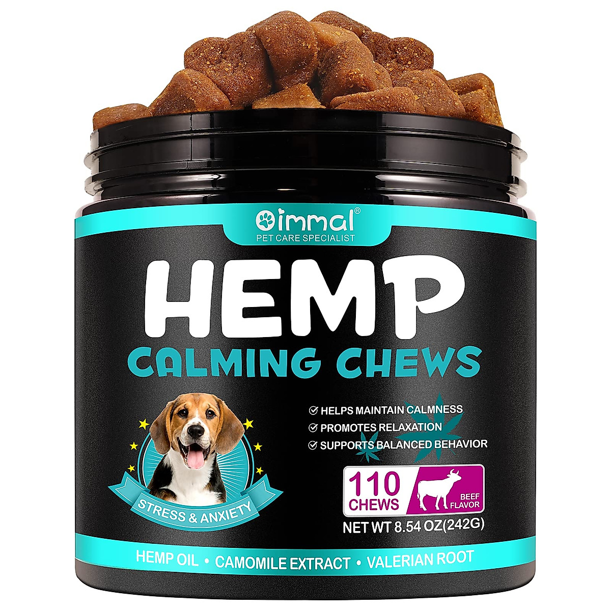 NIFEISHI Hemp Calming Chews for Dogs, 110 Chewable Dog Calming Treats for Dogs Anxiety and Stress Relief, Dog Calming Chews for Thunderstorms, Sleep, Barking, Separation Anxiety