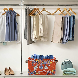 Storage Basket Cube Art Chinoiserie Animal Monkey Large Collapsible Toys Storage Box Bin Laundry Organizer for Closet Shelf Nursery Kids Bedroom,15x11x9.5 in,2 Pack