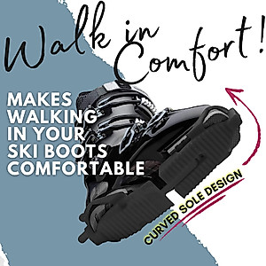 Ski Boot Traction Cleats - (Adult & Youth Sizes, Classic Version) - Adjustable Comfort Soles for Protection While Walking in Skiing Boots, for Men, Women, & Youth (Black, Adult)