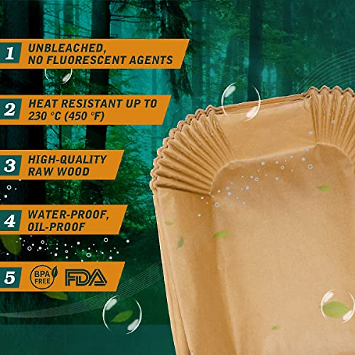 AIEVE Air Fryer Paper Accessories for Dual Basket Air Fryer, 100Pcs Non-Stick Air Fryer Liners Disposable Compatible with Ninja 2-Basket Air Fryer, Instant Vortex Plus XL 8-quart Dual Basket Air Fryer