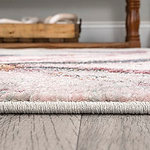 JONATHAN Y CTP204A-8 Pastello Modern Abstract Muted Flowers Indoor -Area Rug, Contemporary, Floral, Tropical Easy-Cleaning,Bedroom,Kitchen,Living Room,Non Shedding, Pink/Gray, 8 X 10