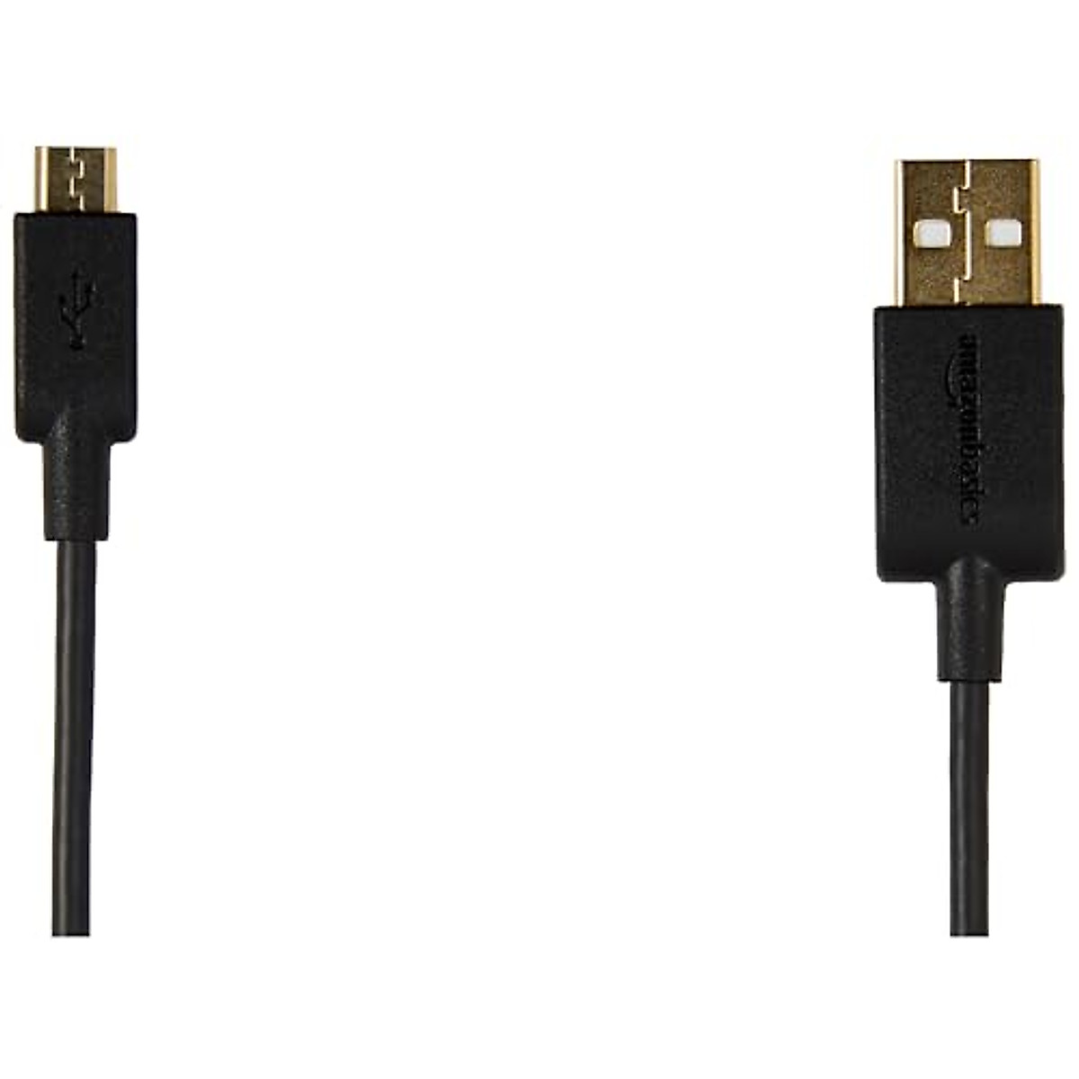 Amazon Basics 2-Pack USB-A to Micro USB Charging Cable, 480Mbps Transfer Speed with Gold-Plated Plugs, USB 2.0, 3 Foot, Black