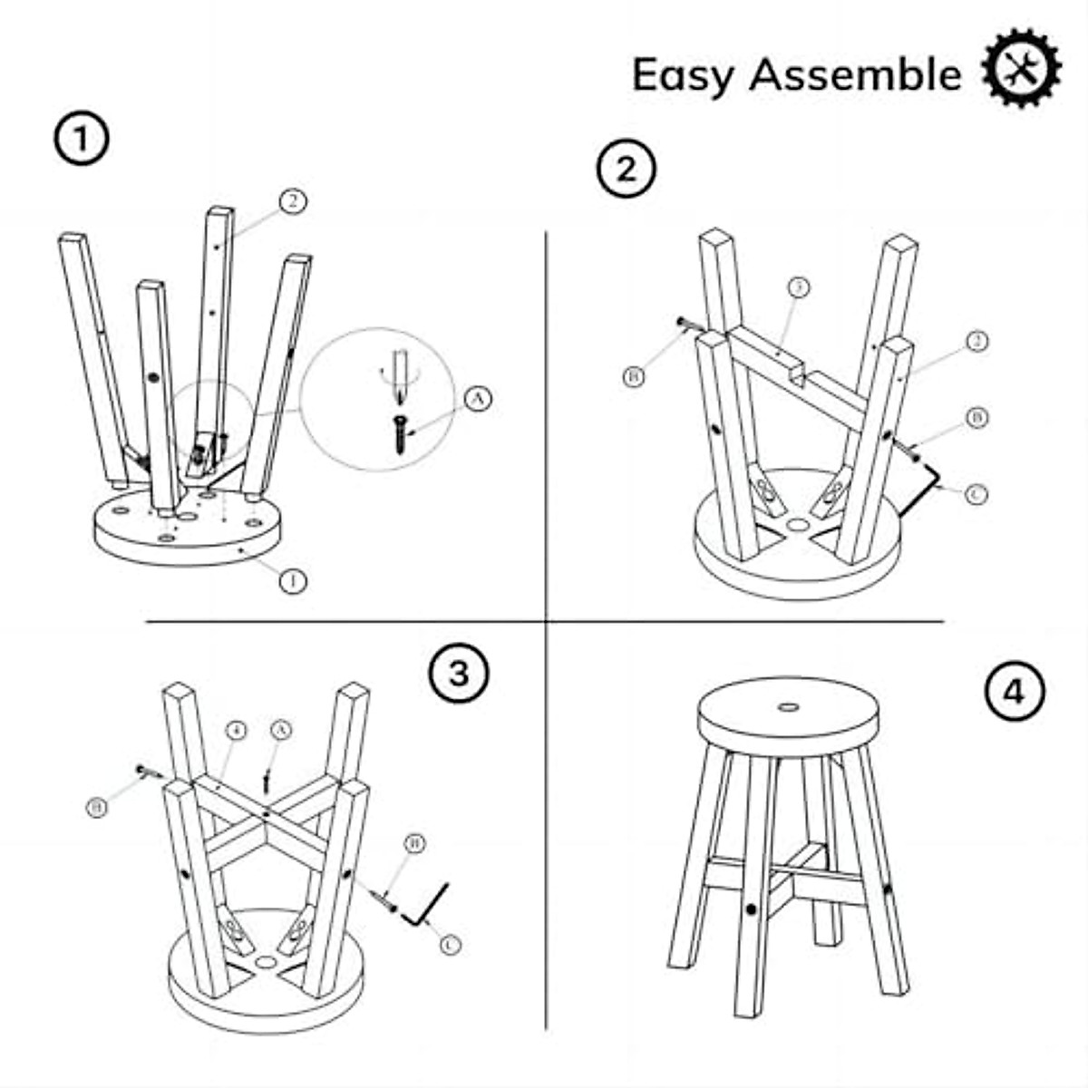 Acacia Wood Stool Round Small End Table, for Living Room Sofa Stool, Bedroom Makeup Stool, Bathroom Stool Wood 17.7" D x 11.4" W x 17.5" H, Natural Color