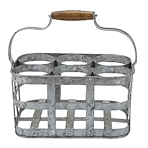 Mind Reader Farmhouse Bottle Carrier 6 Beer Holder, 6 Compartment, Silver