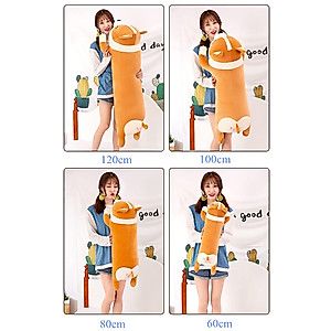 SNOWOLF Shiba Inu Plush Pillow Stuffed Animal Dog 47.2inch Cute Corgi Akita Soft Plush Toy Comfort Cushion Gifts for Girls Boys (Orange, 120cm/47.2inch)