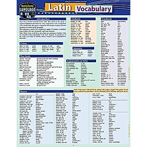 Latin Vocabulary: a QuickStudy Laminated Reference Guide (QuickStudy Language)