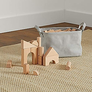 Amazon Basics Solid Wood Standard Unit Building Blocks with Carry Bag - Set of 70, Natural