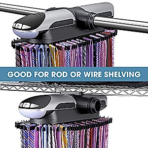 Aniva Motorized Tie Rack Best Closet Organizer with LED Lights, Automatic Rotation Operates with Batteries (72 Ties)