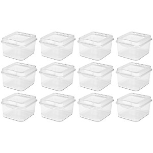 Sterilite Plastic FlipTop Latching Storage Box, Clear (12 Pack) 18038612