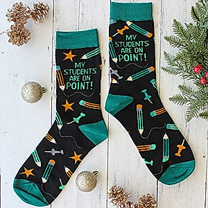 Funny Nerd Socks - Gift For Teachers, Students, Book Lovers, Math, Science Geeks (My Students Are On Point)