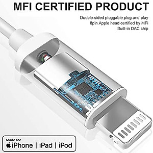 Apple Earbuds Wired Lightning Headphones【Apple MFi Certified】 Earphones with Lightning Connector Built-in Microphone and Volume Control Perfectly Compatible with iPhone 14/13/12/11/SE/X/XR/X/8/7 Plus