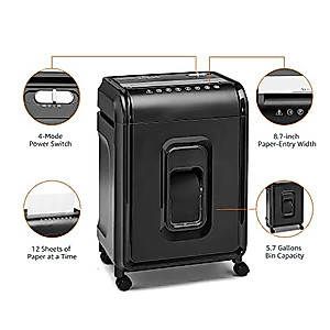 Amazon Basics 12-Sheet High-Security Micro-Cut Paper, CD, and Credit Card Shredder with Pullout Basket