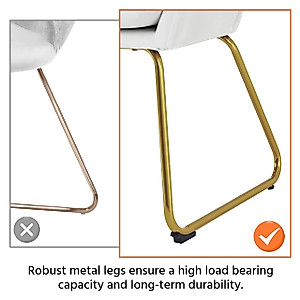 Yaheetech Flower Shape Velvet Armchair, Modern Side Chair Vanity Chair with Golden Metal Legs for Living Room/Dressing Room/Bedroom/Home Office/Kitchen, 2 Pieces, White