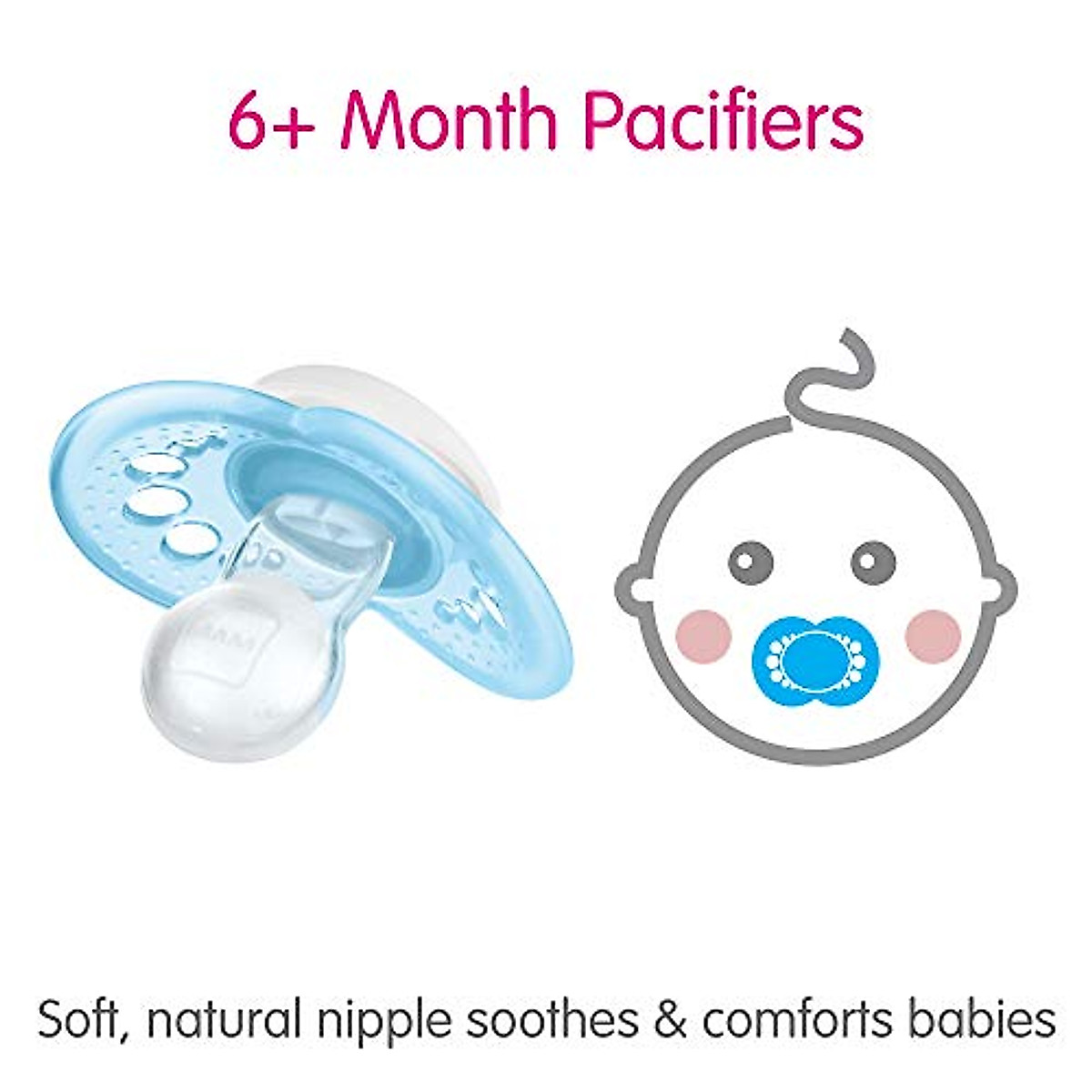 MAM Original Matte Pacifier (1 Sterilizing Pacifier Case), Pacifiers 6 Plus Months, Unisex Baby Pacifier, Best Pacifiers for Breastfed Babies, Sterilizing Storage Case, 6-16 Months (Pack of 2)